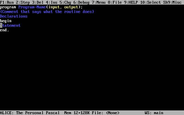 Download Alice: The Personal Pascal (DOS) application - Abandonware DOS